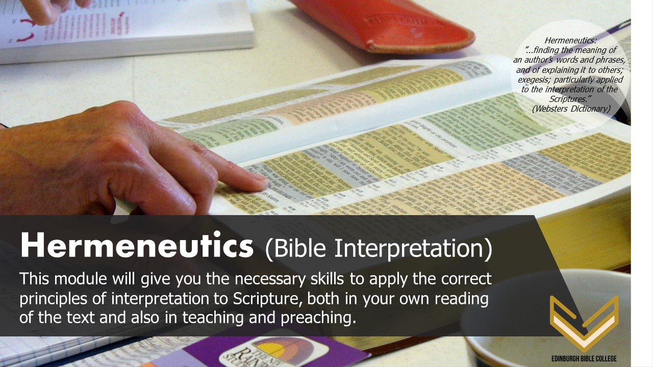 Hermeneutics Bible Interpretation Edinburgh Bible College